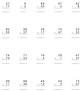 Grade 1 Math Worksheet On Subtraction of Two-Digit Numbers - Online Shiksha